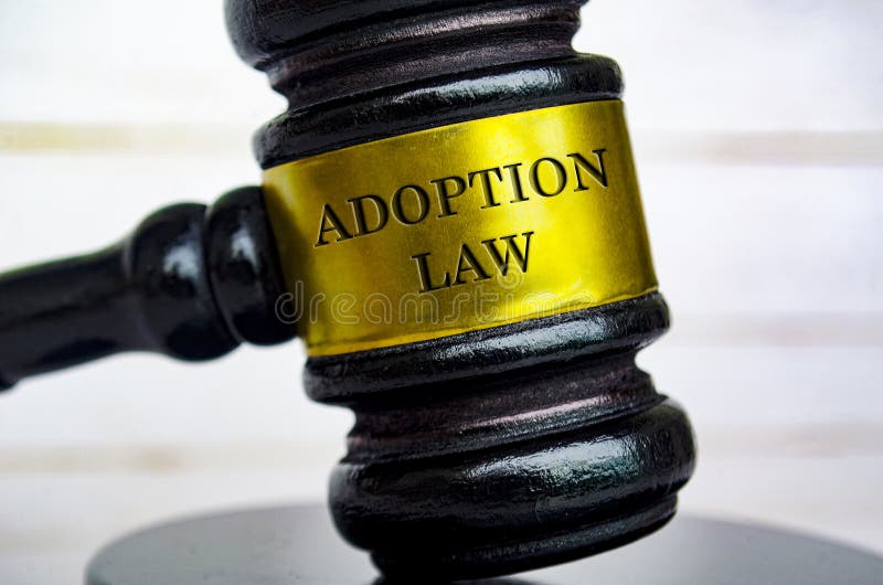 Close Up of Adoption Law Text Engraved on Gavel. Adoption Law Concept ...