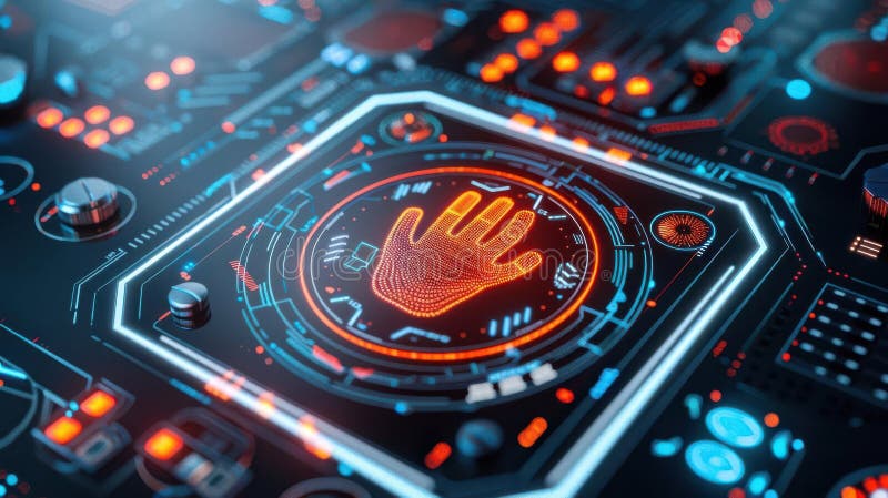 Close-up of Advanced Biometric Technology with Neon Visuals and ...