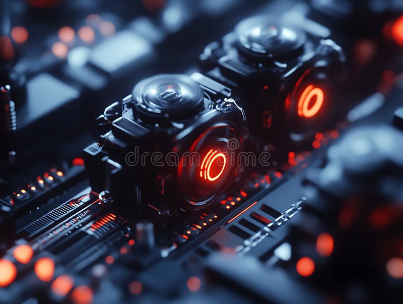 Close-up of Advanced Computer Hardware, Illuminated Circuits Stock ...