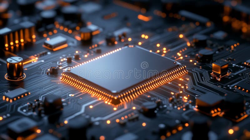 Close-up of Advanced Computer Microchip Circuitry Stock Illustration ...