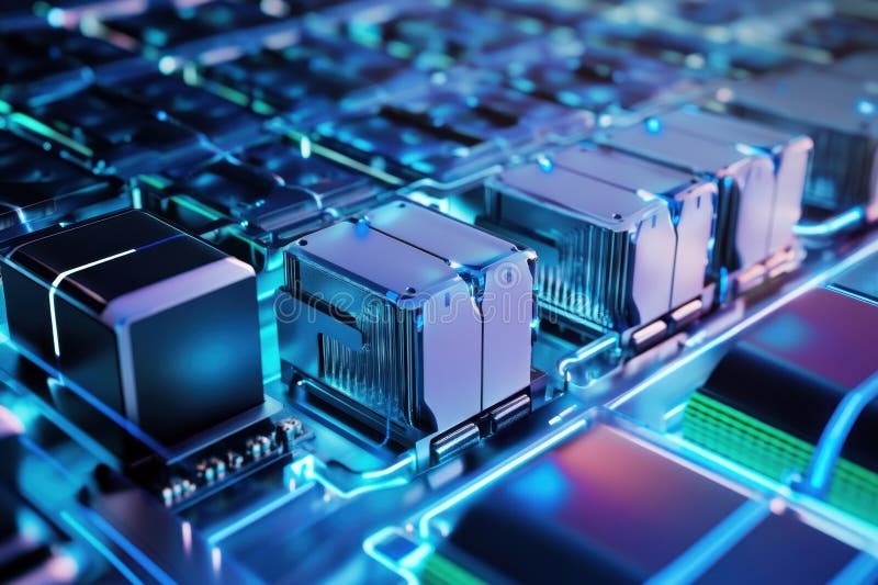 Close-up of Advanced Computer Processors with Glowing Circuitry in a ...