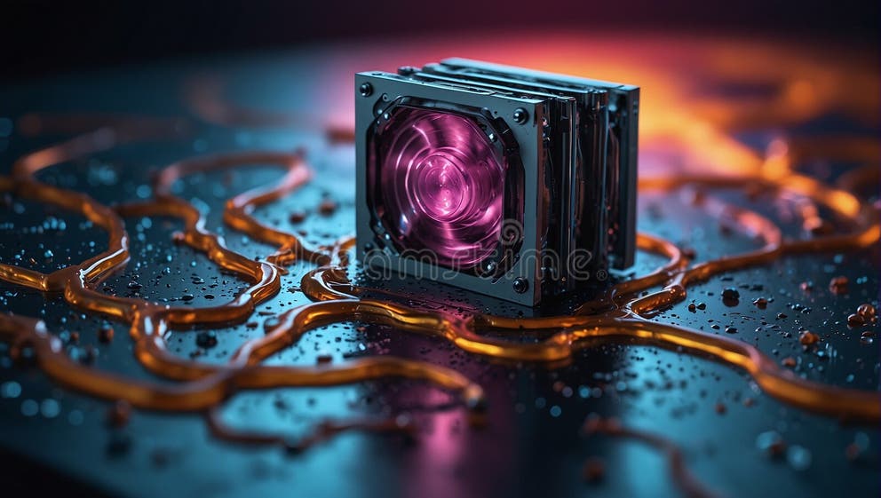 Close-Up of Advanced Cooling System for High-Tech Computer Hardware ...