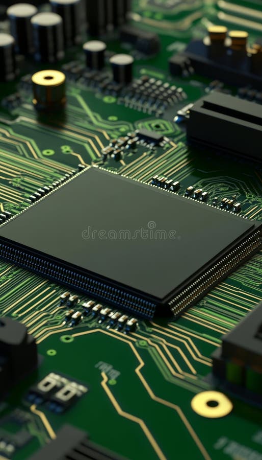 Close Up of Advanced Gpu Chip with Detailed Circuitry on Green ...