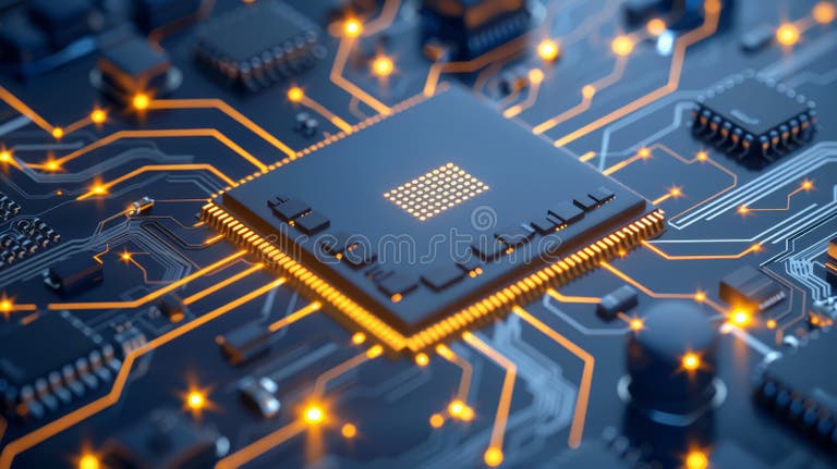 Close-up of Advanced Microprocessor Circuit Board Stock Illustration ...