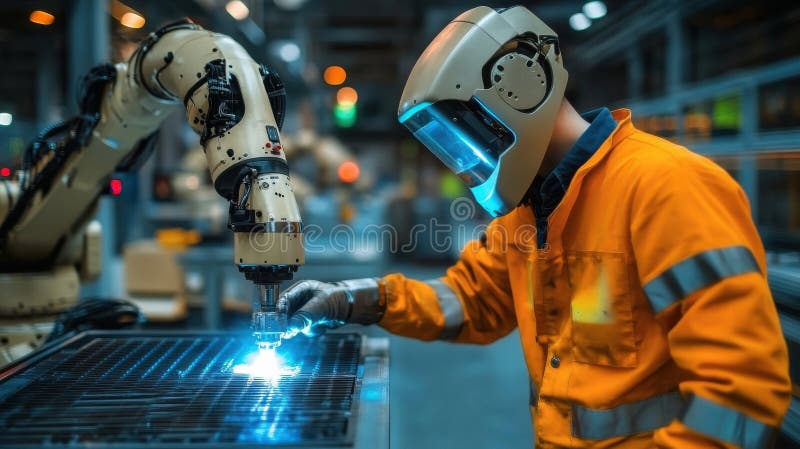 Close-up of Advanced Robotic Welding in an Industrial Setting Stock ...