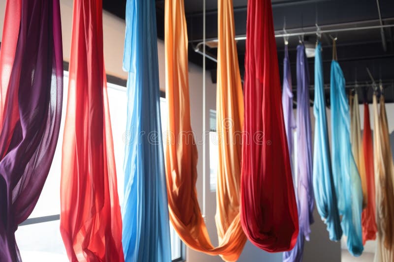 Close-up of Aerial Silks Hanging in a Studio Stock Illustration ...