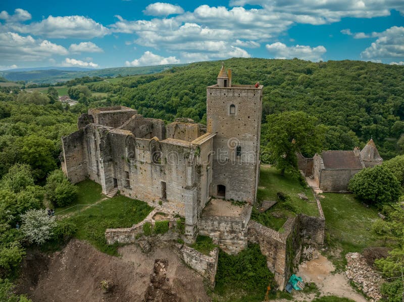 Aerial View of the Rectangular Keep, Ruined Gothic Palace and Circular ...