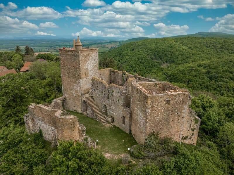Aerial View of the Rectangular Keep, Ruined Gothic Palace and Circular ...