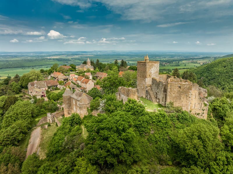 Aerial View of the Rectangular Keep, Ruined Gothic Palace and Circular ...