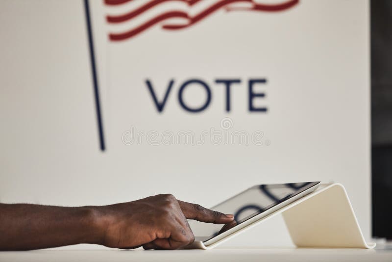 Voting on the computer stock image. Image of election - 199015817