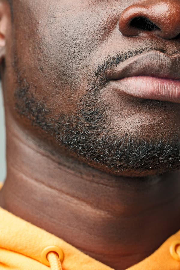 Close-Up of African Mans Lower Face and Lips Studio Shot Stock Photo ...