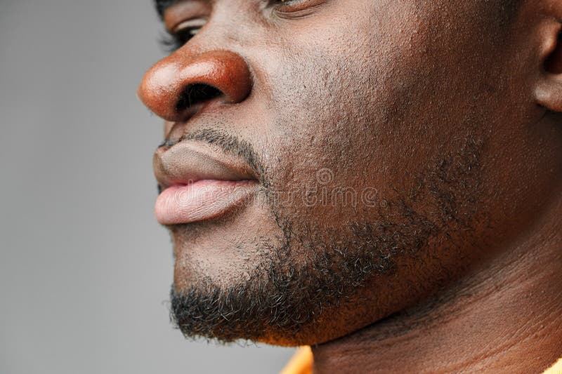 Close-Up of African Mans Lower Face and Lips Studio Shot Stock Photo ...