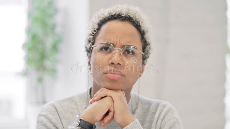 Close Up of African Woman Thinking Stock Photo - Image of serious ...