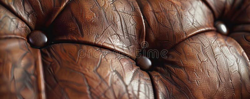Close-up of Aged Brown Leather Tufted Cushion with Detailed Texture ...