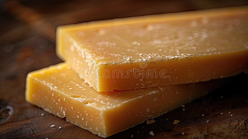 Close-up of Aged Cheddar Cheese Blocks with Salt Crystals. Stock Image ...