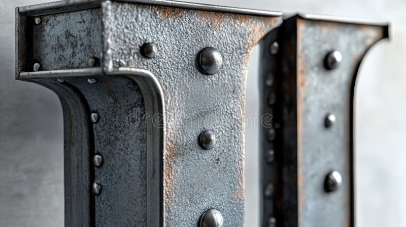 Close-up of Aged Grey Metal Letters with Rivets Stock Illustration ...