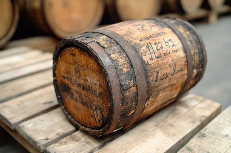 Close Up of Aged Oak Whisky Cask in Rustic Distillery Setting Stock ...