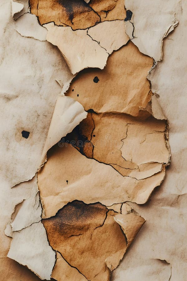 Close-up of Aged, Peeling, and Burned Paper with Cracks and Textures ...