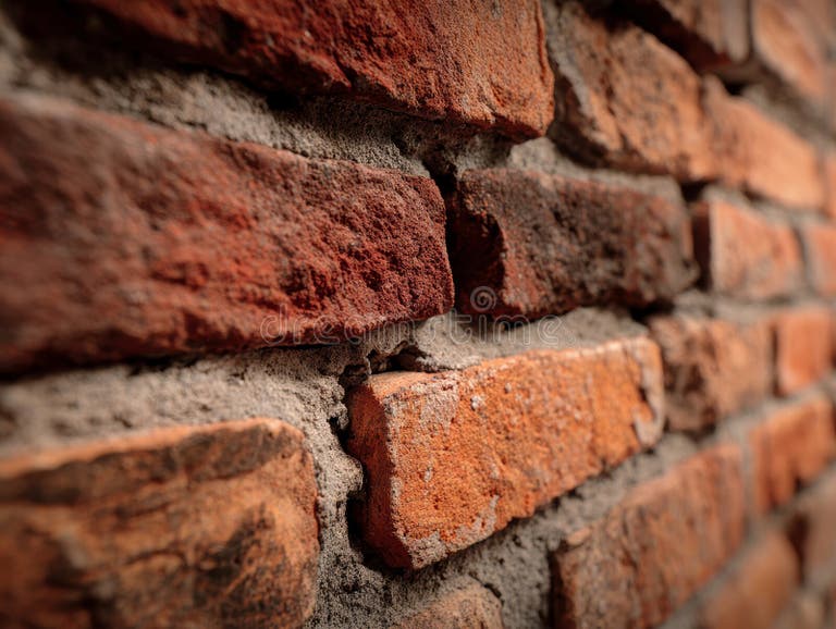 Close-up of Aged Red Brick Wall, Showcasing Texture and History ...