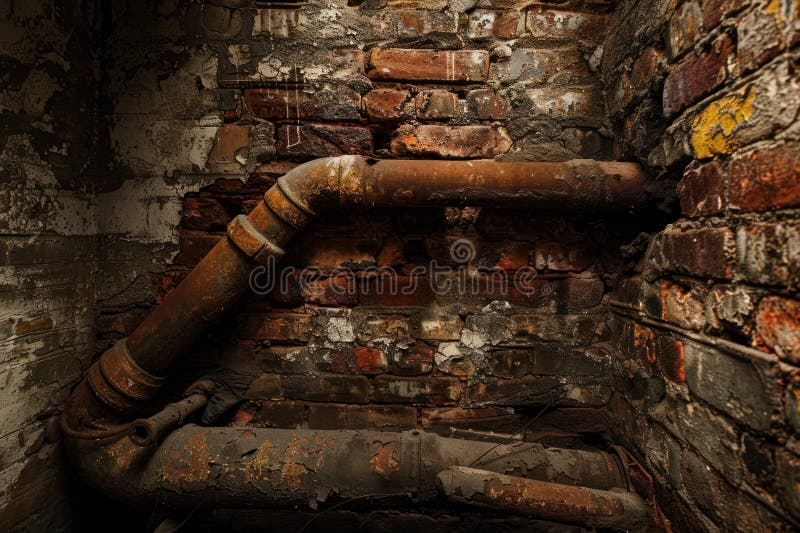 Rustic Pipework in Abandoned Building Stock Image - Image of desolate ...