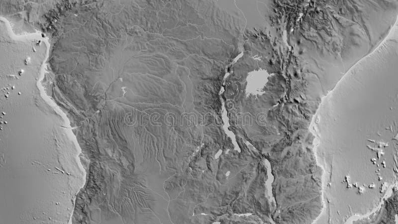 Democratic Republic of the Congo Area. Grayscale Map Stock Illustration ...