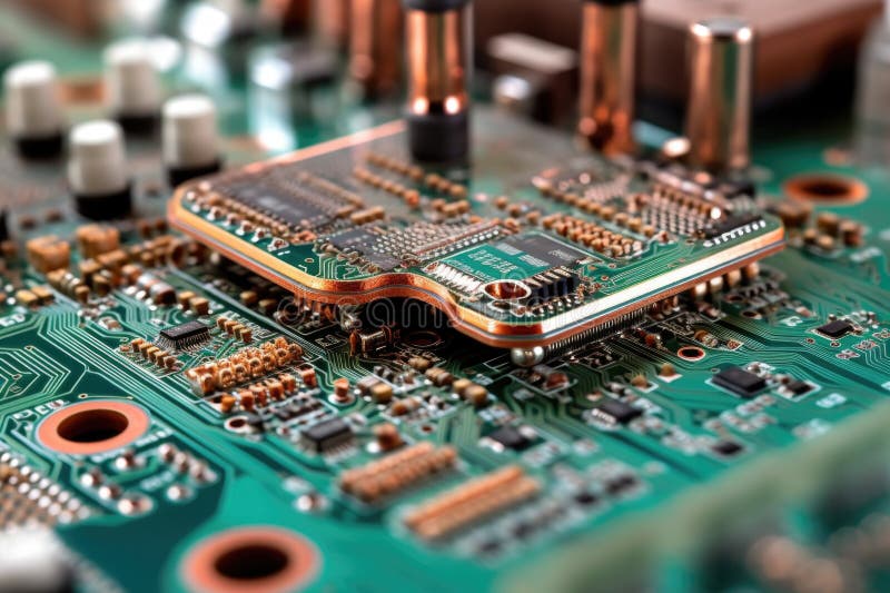Close-up of Ai Circuit Board with Microchips Stock Illustration ...