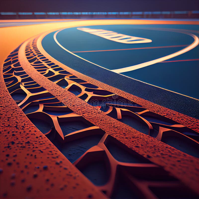 Close-up with AI Generated Competition Track. 3D Illustration Stock ...