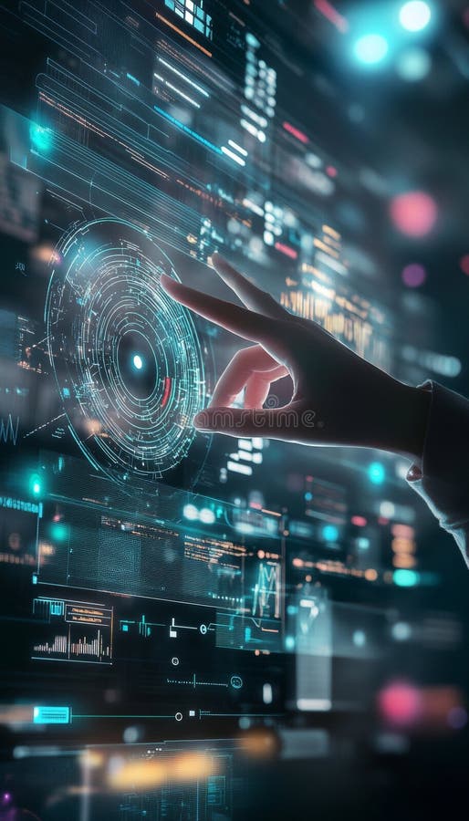 Close Up of an Ai Hologram Interface with a Virtual Assistant in a ...