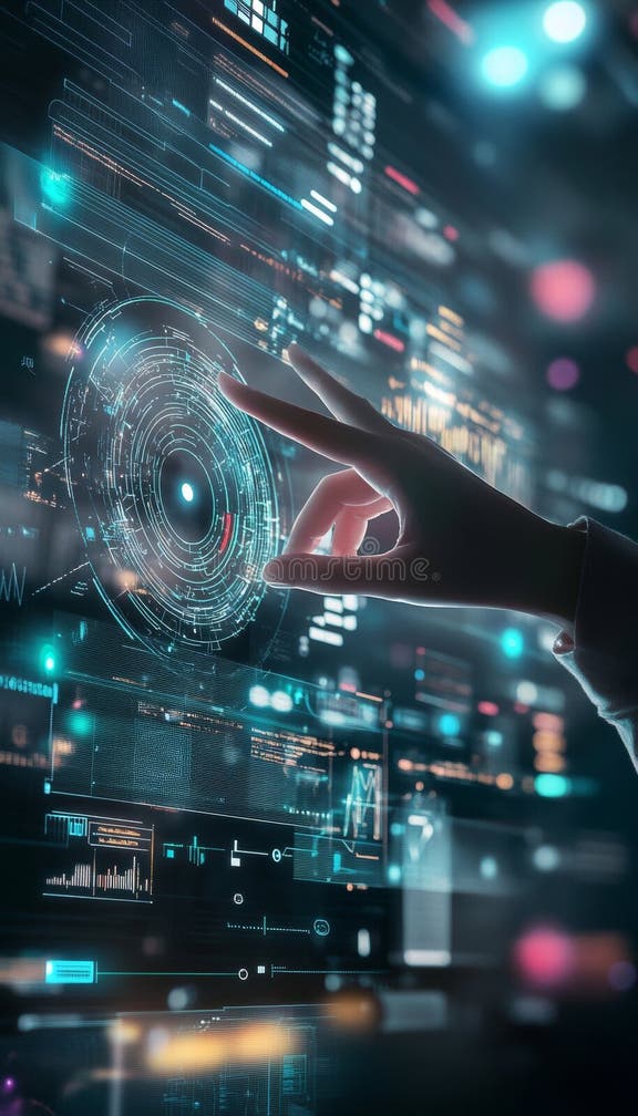 Close Up of an Ai Hologram Interface with a Virtual Assistant in a ...