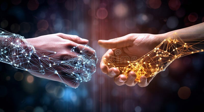 Close-up of AI Robot Hand, AI Robot Hand on Technology Background ...