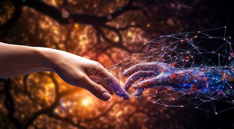 Close-up of AI Robot Hand, AI Robot Hand on Technology Background ...