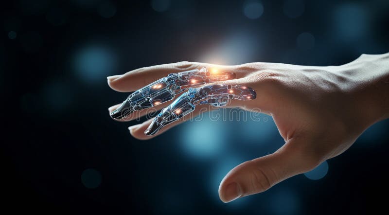 Close-up of AI Robot Hand, AI Robot Hand on Technology Background ...