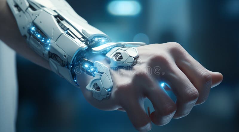 Close-up of AI Robot Hand, AI Robot Hand on Technology Background ...