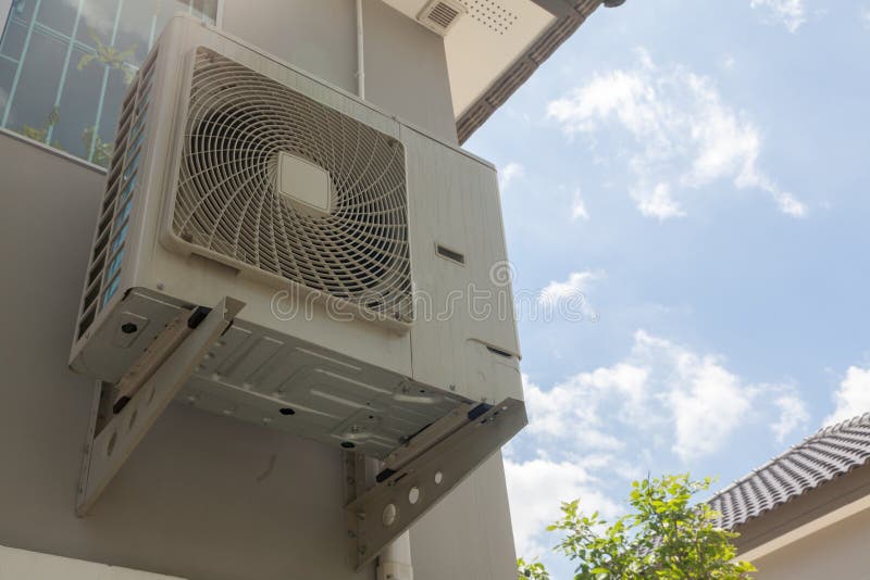 Air Compressor on the Wall House Stock Photo - Image of house ...