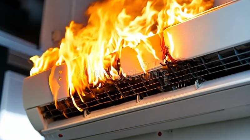 A Close Up of an Air Conditioner on Fire Stock Video - Video of side ...