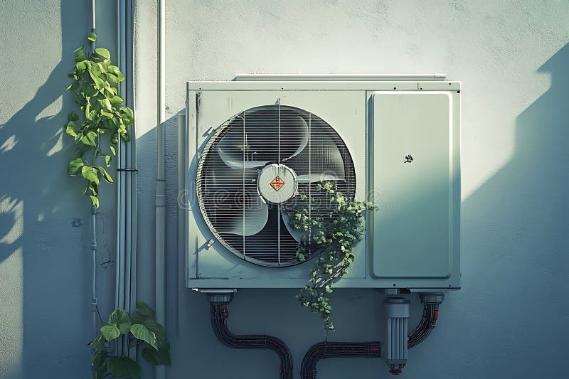 Air Conditioner on a Wall with Vines Stock Illustration - Illustration ...