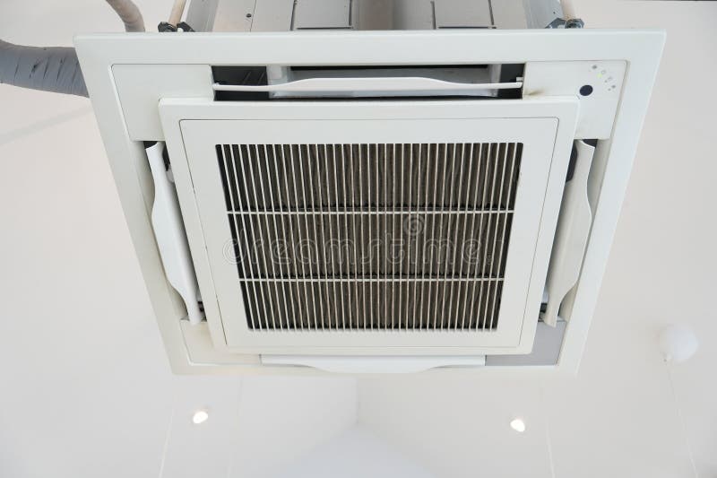 Close Up Air Conditioning Central System Installed on the Ceiling Stock ...