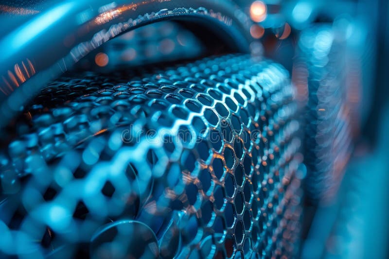 Close Up of Air Conditioning Unit with Fan Behind Metal Mesh for ...