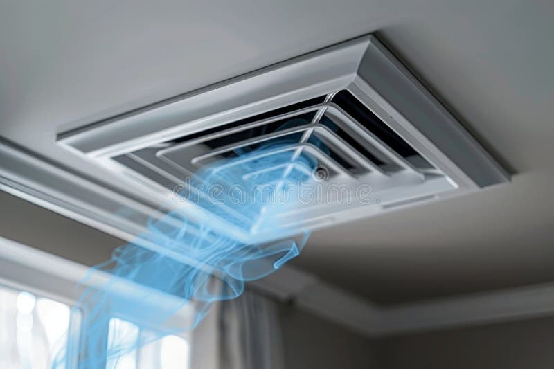 Close Up of Air Vent on Home Wall Emitting Refreshing Cool Air in a ...