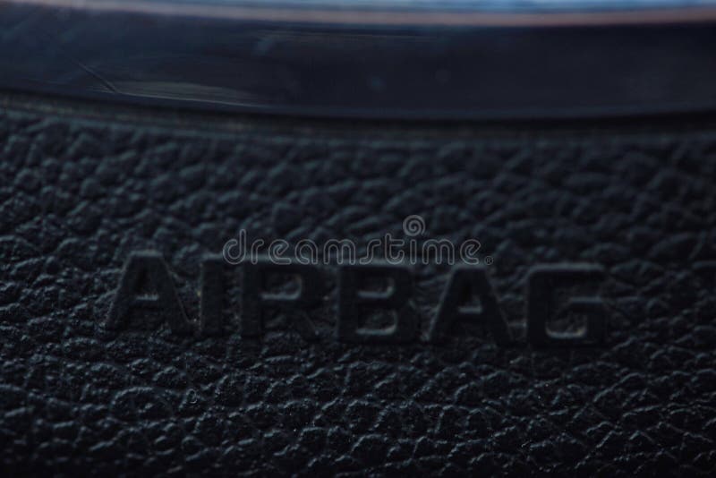 Close Up of Airbag Steering Wheel Symbol, Airbag Deployed Air Cushion ...
