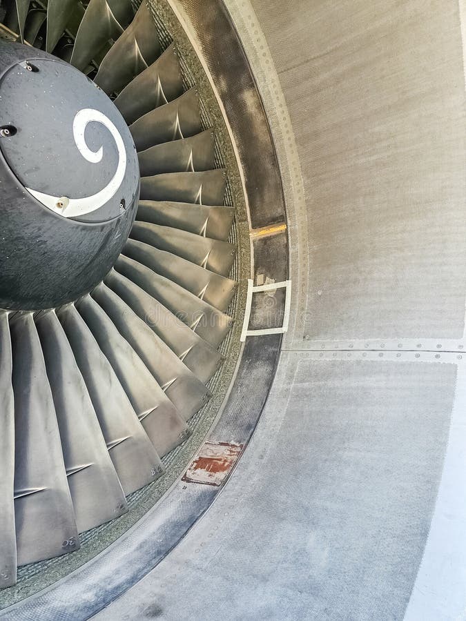 Close-up of Aircraft Engine with Blades and Cone Stock Image - Image of ...