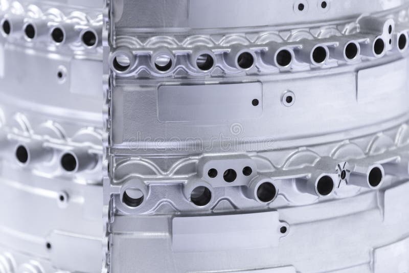 Close Up of Airplane Engine Components during Maintenance. Stock Photo ...