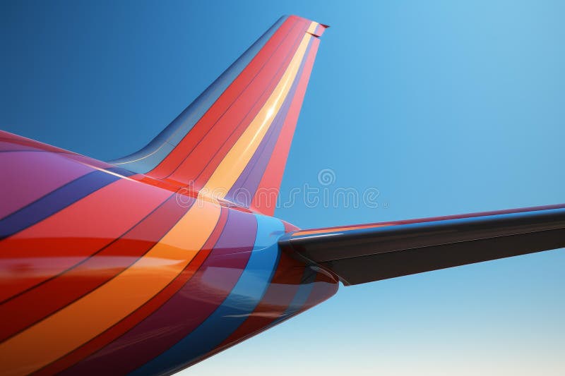 Close-up of Airplane Tail Against Blue Sky Stock Illustration ...