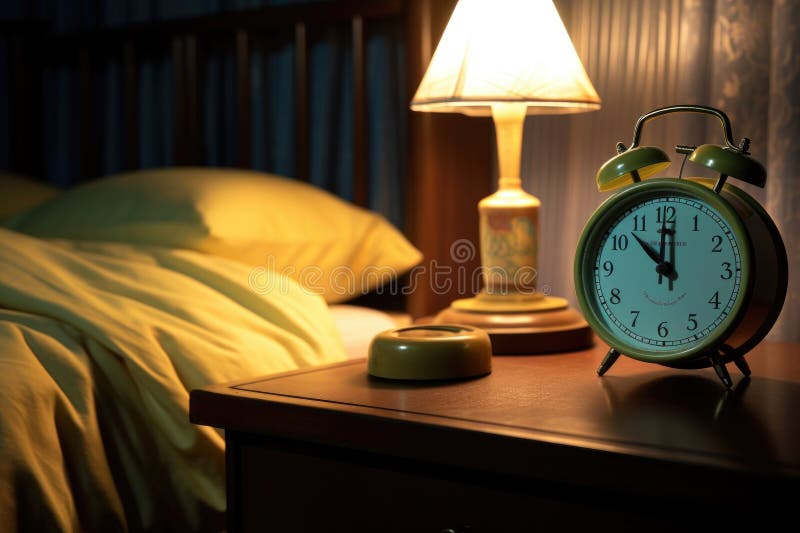 Close-up of Alarm Clock on Nightstand with Dim Lighting Stock ...