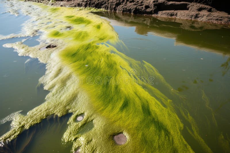 Close-up of Algae Bloom in Waterway Caused by Agricultural Runoff Stock ...