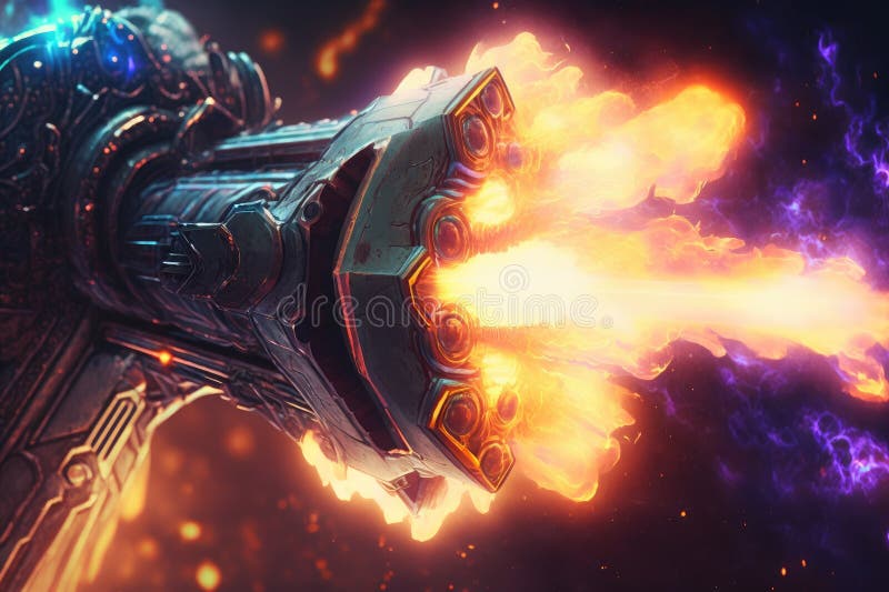 Close-up of Alien Blaster, with Smoke and Flames Visible Stock ...