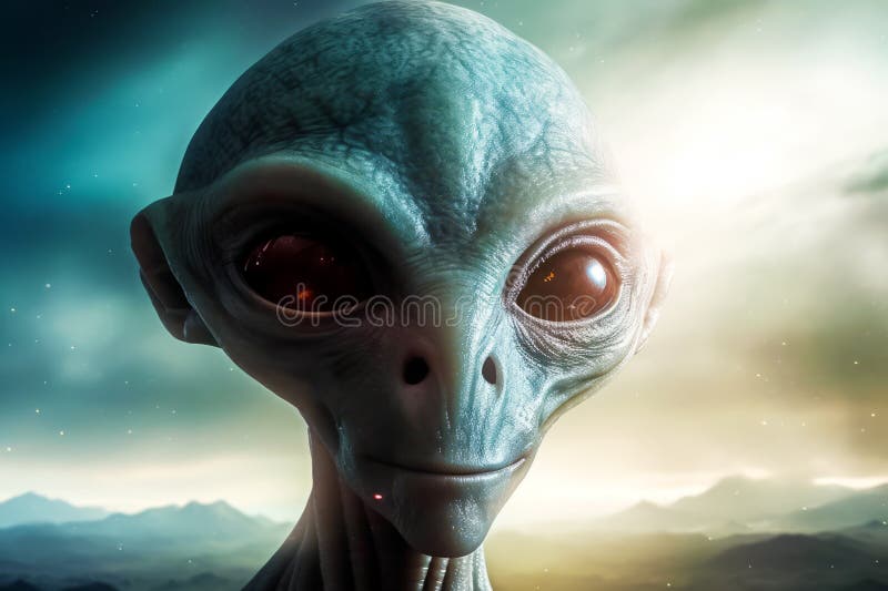 Close Up of Alien Face with Mountain in the Back Ground. Generative AI ...