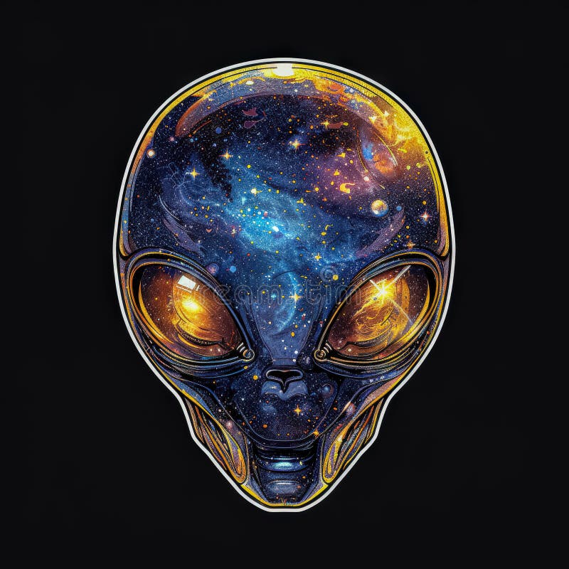 A Close Up of an Alien Head with a Glowing Eye and a Starry Background ...