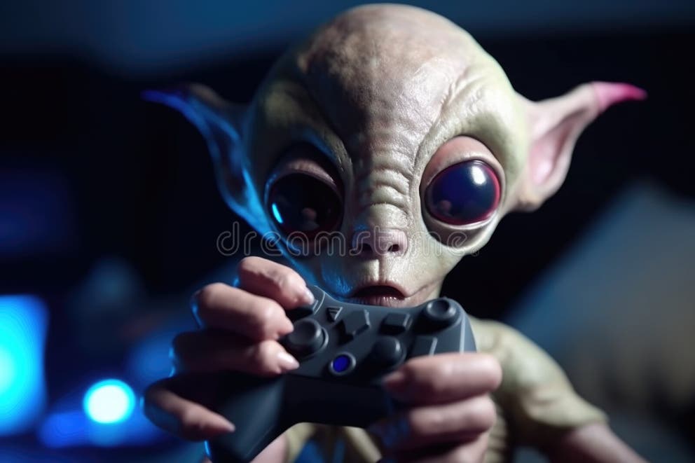 Close-up of Alien Playing Video Game with Controller in Hand Stock ...