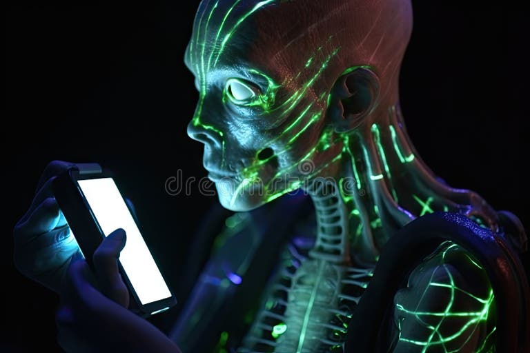 Close-up of Alien Using Handheld Device To Scan and Analyze Dna Stock ...